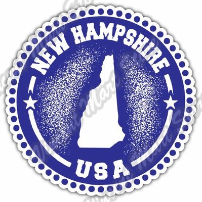 New Hampshire State Map USA Grunge Stamp Car Bumper Vinyl Sticker Decal ...