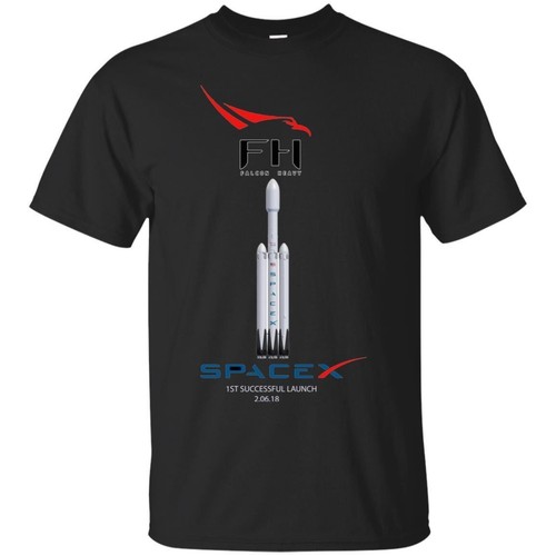 NEW Falcon Heavy Rocket Launch Spacex Elon Musk 2018 BLACK T-shirt SHIP ...