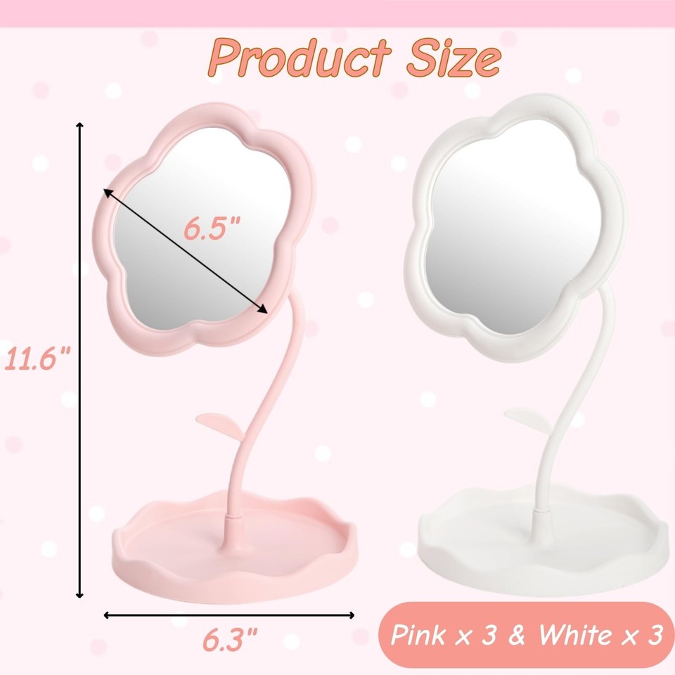 6 Pieces Flower Shaped Mirror, Multi-Angle Adjustable Spa Party Makeup ...