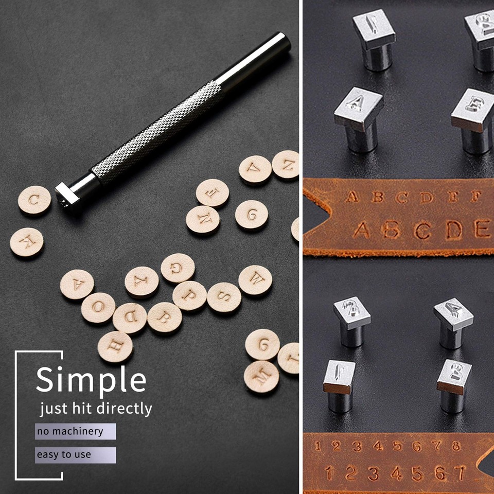 65 Pcs Leather Sculpture Stamping Tools Kit Included Pattern Alphabet ...