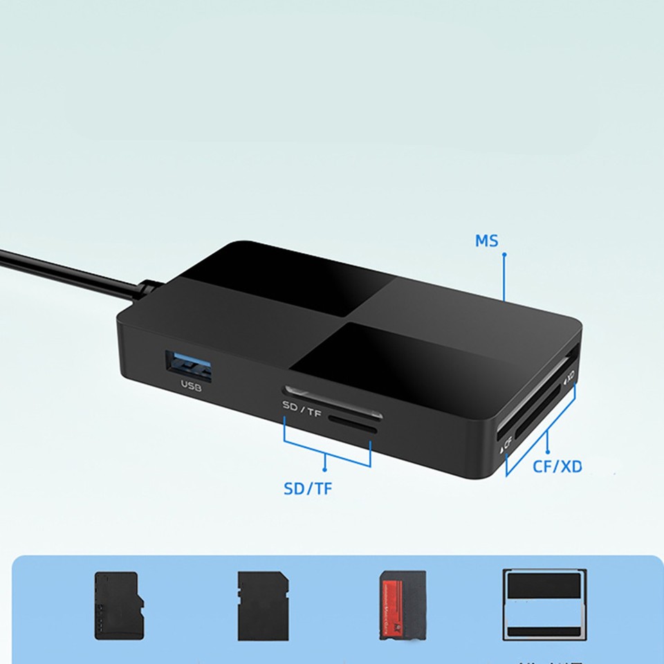 1 PC 8 IN 1 USB 3.0 Type-C USB Smart High-Speed Memory Card Reader ...