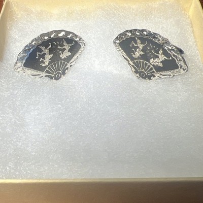 Set of 2 E Seng Chong Vintage Sterling Silver Siam Dancers Fans ...