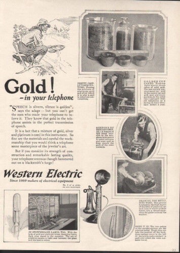 1923 WESTERN ELECTRIC TELEPHONE GOLD PAN SILVER PLATINUM SWITCHBOARD AD ...