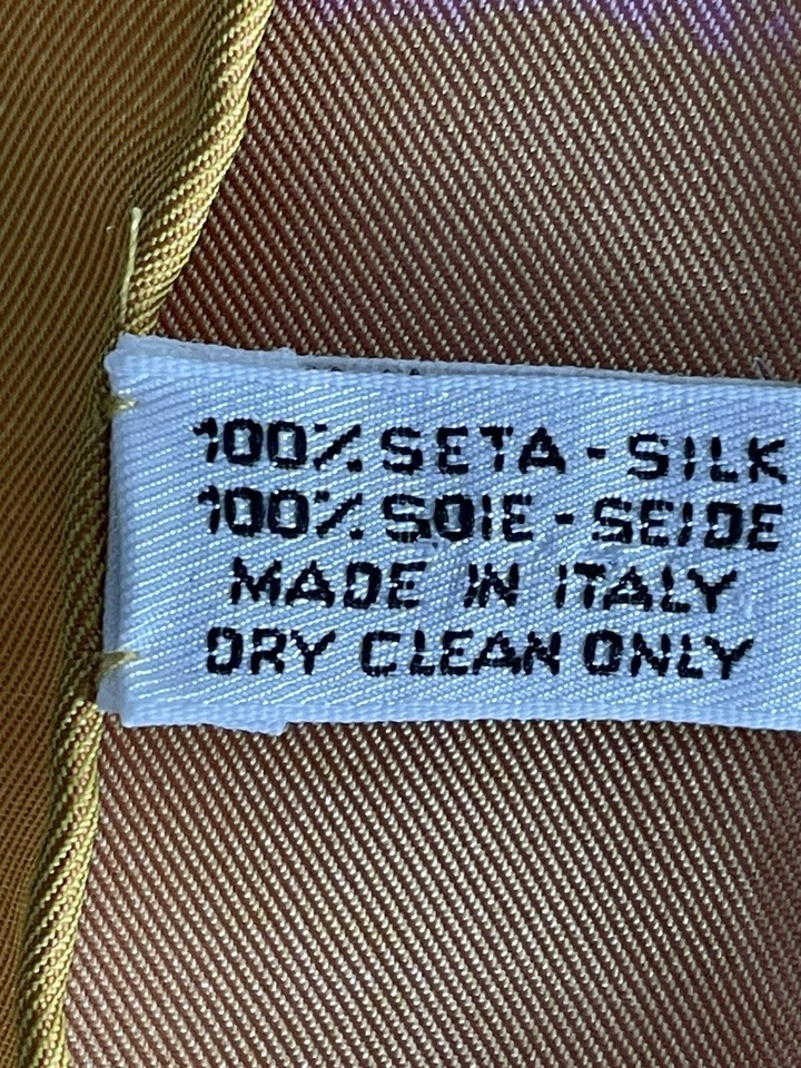 CHRISTIAN LACROIX PARIS LARGE SILK SCARF 34/33" MADE IN ITALY GOLD PINK ...