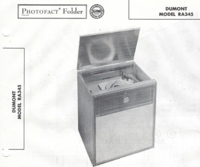 1956 DUMONT RA345 Record Player Photofact MANUAL Phono Amplifier 3 ...