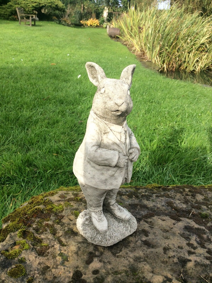 Large Concrete Rabbit Garden Statue Rustic Resin Tall Garden Bunny