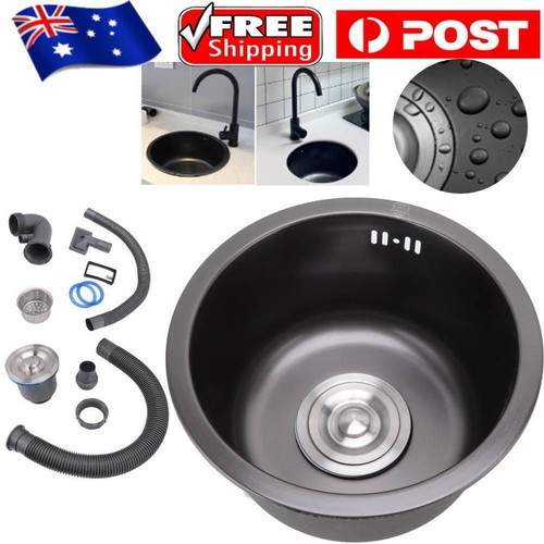 Round Kitchen Sink Stainless Steel Sink Basin Single Bowl 29.8x16.5cm ...