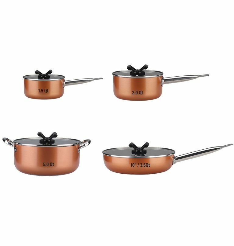 Gourmet Edge Stainless Steel Nonstick Cookware Set, Pots W/ Lids (8 ...