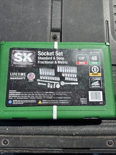 SK Tools USA 1/4” Ratchet Socket Set 48pc 91848 Metric Sae Deep 91844 ...