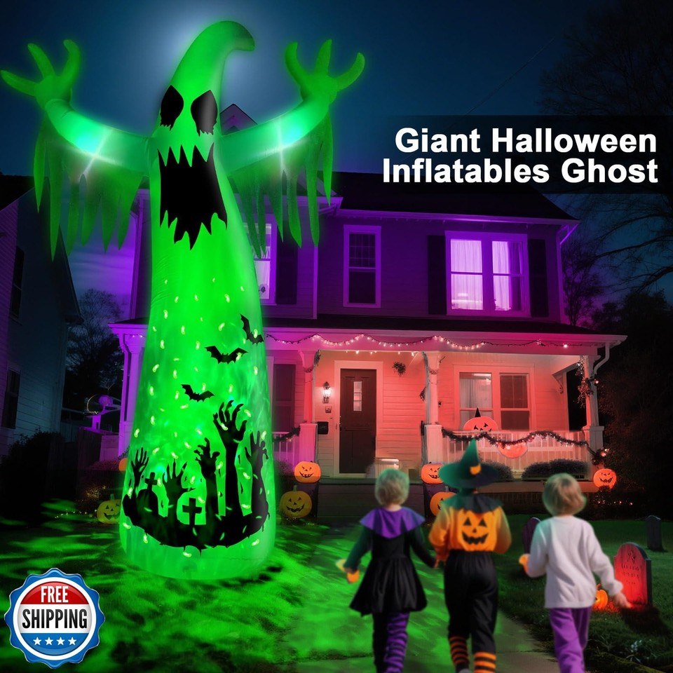 12 Ft Halloween Outdoor Decoration 3 Color Changing Inflatable Ghost ...