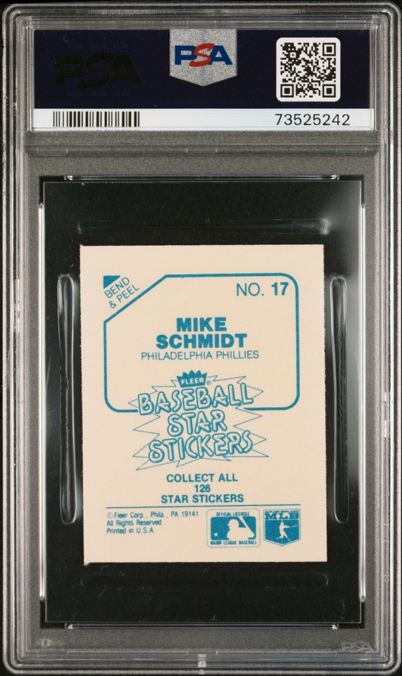 1985 Fleer Star Stickers Baseball Mike Schmidt #17 PSA 8 73525242 | eBay