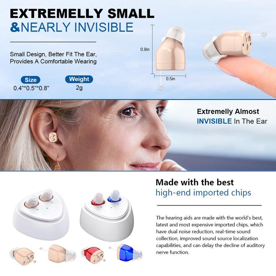 &Mini CIC Hearing Aids Small Sound Voice Amplifier Enhancer Invisible ...