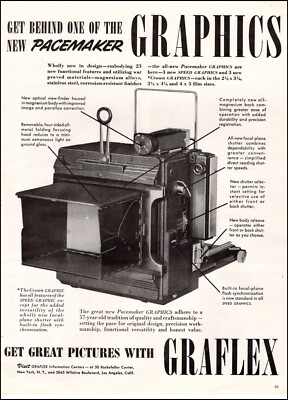 1940s vintage photography Ad for GRAFLEX PACEMAKER GRAPHICS CAMERA ...