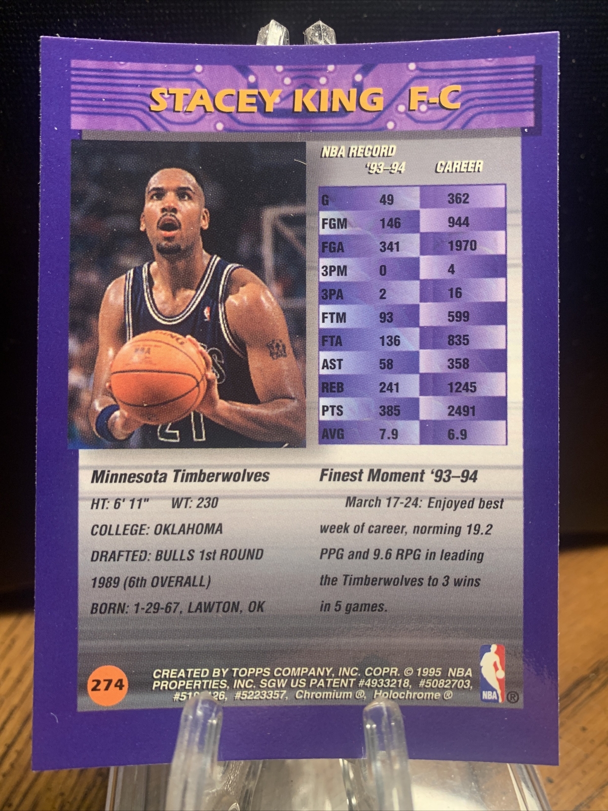 1994-95 Topps Finest - #274 Stacey King for sale online | eBay