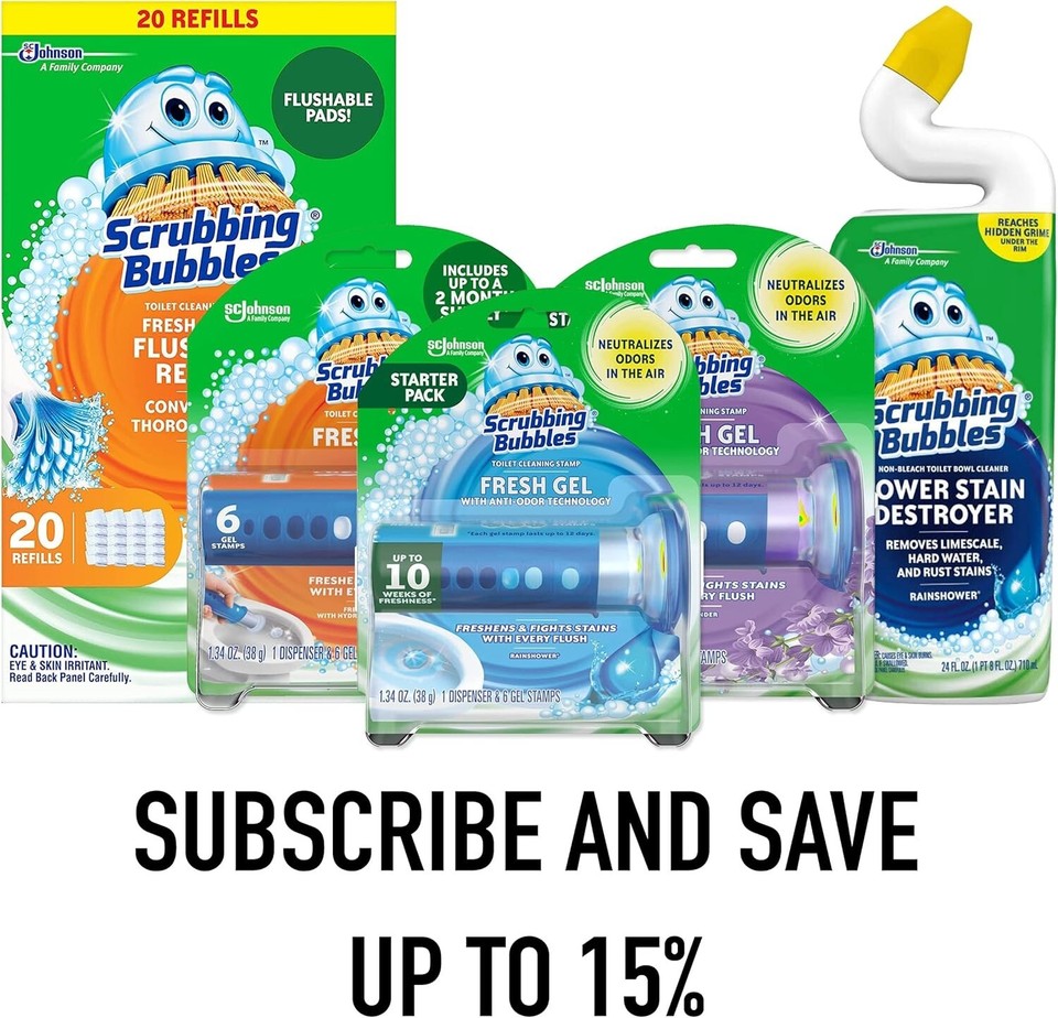 Scrubbing Bubbles Toilet Gel Stamps, Fresh Gel Toilet Cleaning Stamps ...