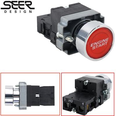 LED Racing Car Engine Power Start 12V10A Push Button Ignition Red ...