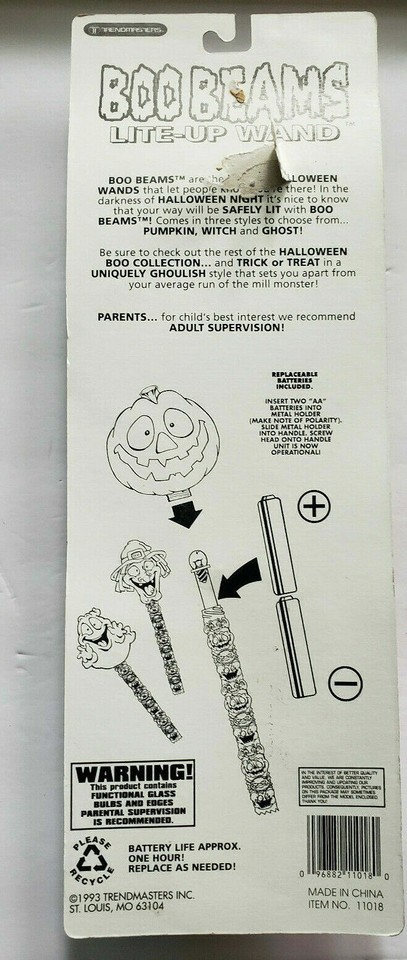 Trendmasters Vintage 1993 Halloween Boo Beam Lite Up GREEN ghosh Wand ...