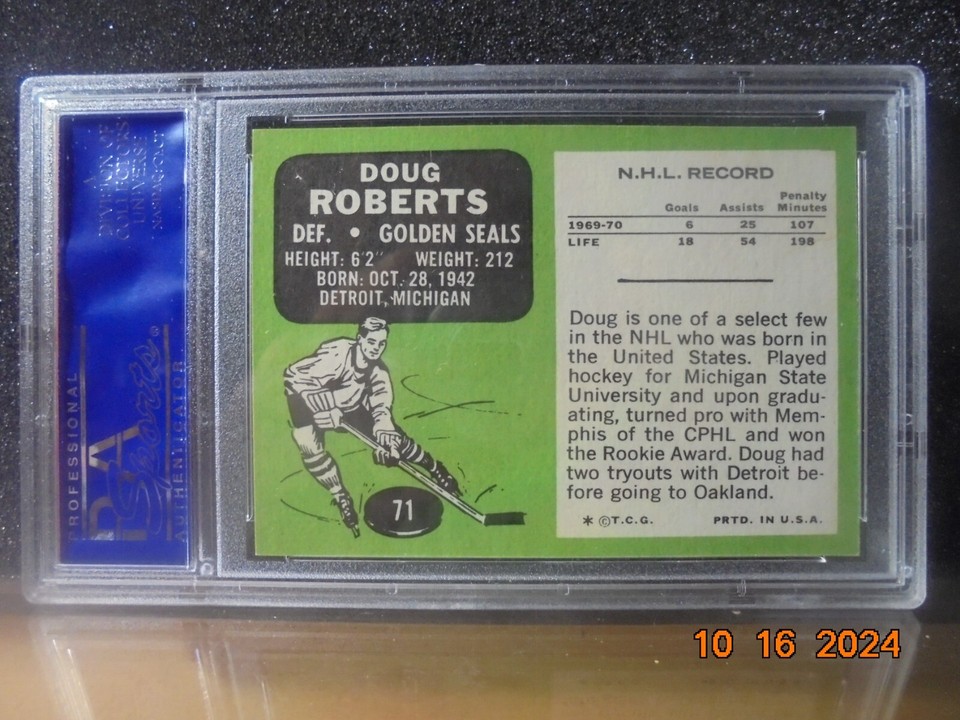 1970 TOPPS #71 Doug Roberts CALIFORNIA SEALS PSA 8 | eBay