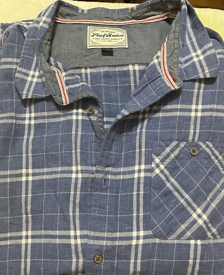 An Original Flag & Anthem Blue And White Flannel Pattern Long Sleeve ...