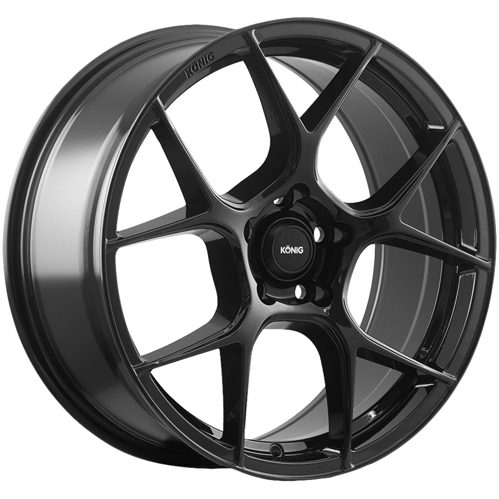 (Set of 4) Konig Diverge 17x8 5x108 +42mm Gloss Black Wheels Rims 17 ...