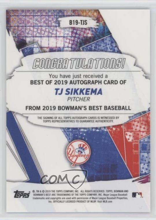 2019 Bowman's Best Auto Red Refractor /10 TJ Sikkema #B19-TJS Auto | eBay