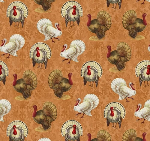 Seasonal Thanksgiving Fabric 1 Yard Pre-Cut-Turkey - 100% Cotton 36" x ...