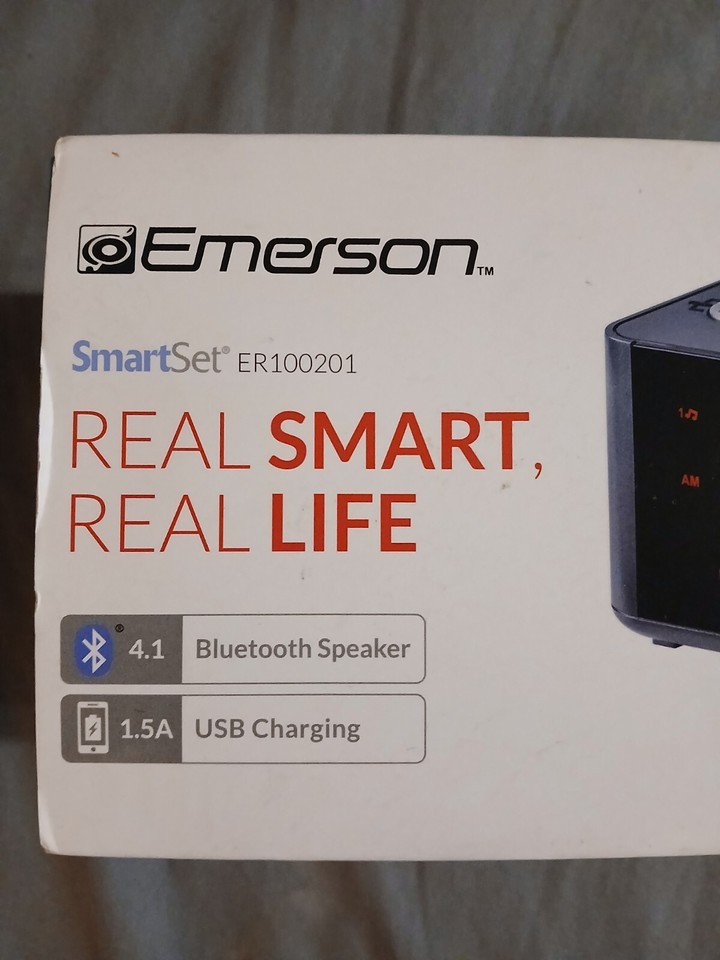 Emerson Smart Set Bluetooth Speaker USB Charger FM Dual Alarm Digital Clock | eBay