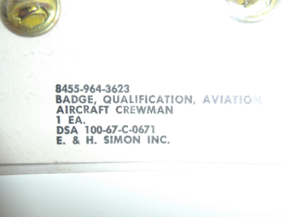 b4215 Vietnam US Army Badge Qualification Aviation Aircraft Crewman ...