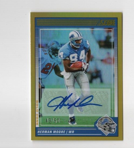 HERMAN MOORE 2024 PANINI SCORE GOLD ZONE FOIL AUTOGRAPH #D /50 DETROIT ...