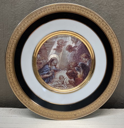 Vintage Dufex Foil Art Decorative Plate W/ 24KT Gold Trim Baby Jesus ...