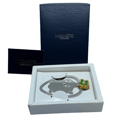 Gorgeous Authentic Mikimoto Ram Silver Tone Bookmark w/ Genuine Pearl ...