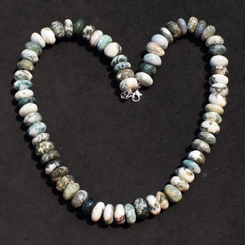 Round Shape 739 Cts Natural Tree Agate Beaded Beautiful Necklace AK 23 ...