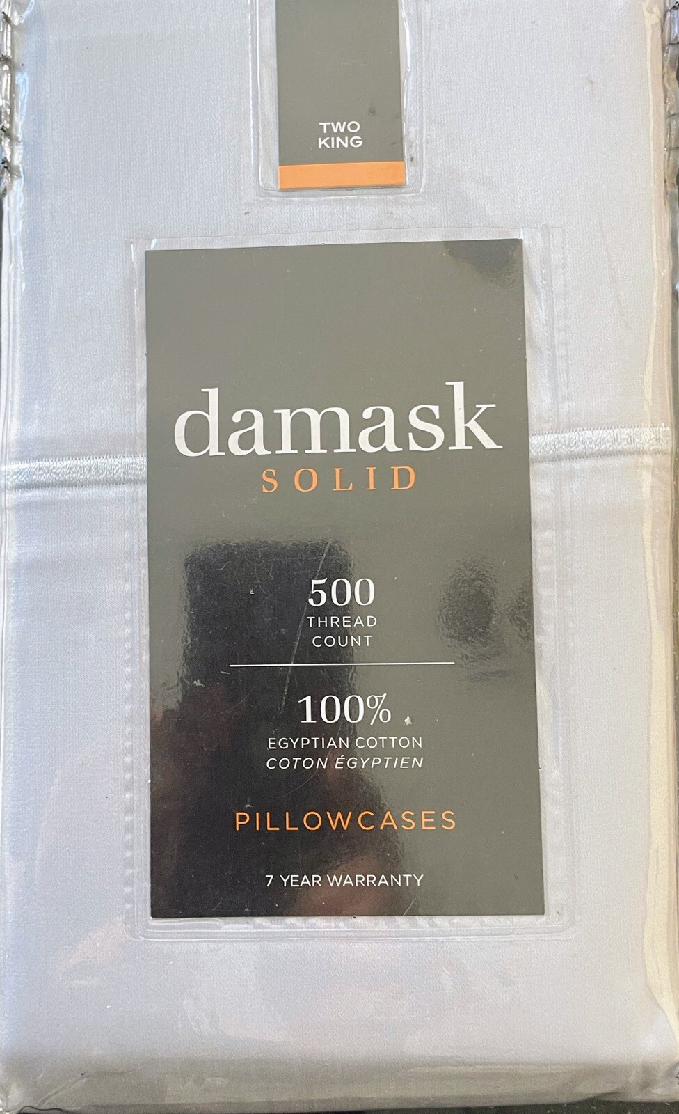 Damask Solid 500 TC 100% Egyptian Cotton (2) King Pillowcases Light ...