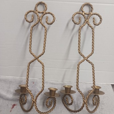 Home Interiors Vintage Gold Metal Twisted Rope Wall Sconces | eBay