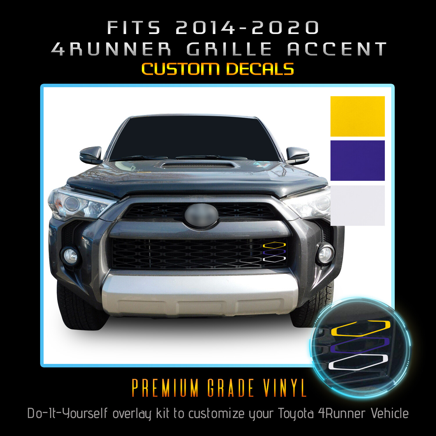 For 2014-2020 Toyota 4Runner TRD / SR5 Grille Accent Trim Decals 3 ...