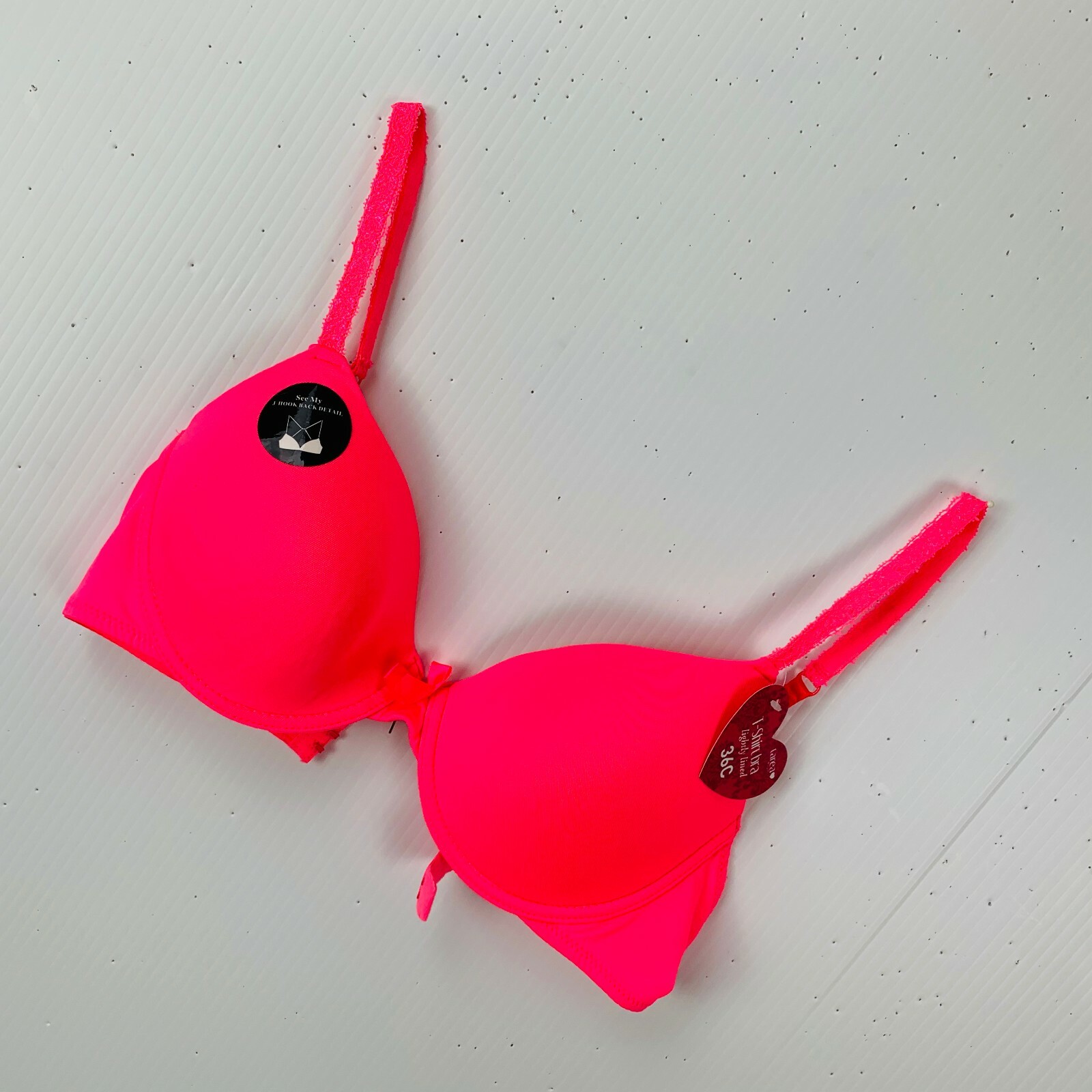 NWT Tarea T Shirt Bra Structure 36C Bright Acid Fuschia Orange Bikini ...
