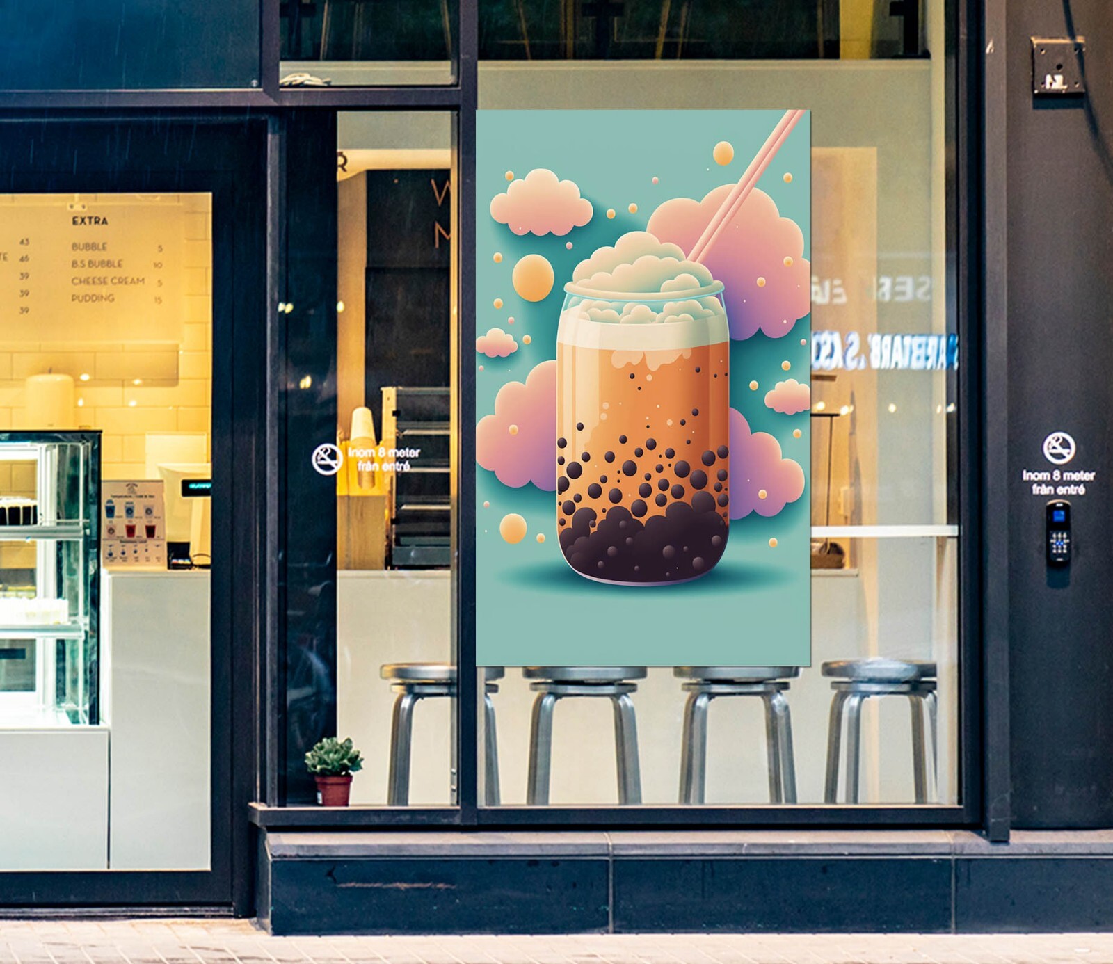 3D Bubble Tea G299 Pearl Tea Shop Window Stickers Vinyl Wall Mural ...