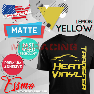 Lemon Yellow Matte Heat Transfer Vinyl HTV T-Shirt 10" Iron On Heat ...