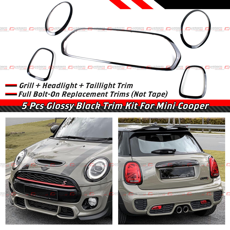 FOR 14-21 MINI COOPER F55/F56/F57 GLOSS BLACK GRILL + HEADLIGHT+ ...