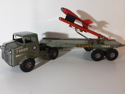 VINTAGE TRIANG TIN TOY ARTICULATED LORRY MILITARY ROCKET LAUNCHER | eBay UK