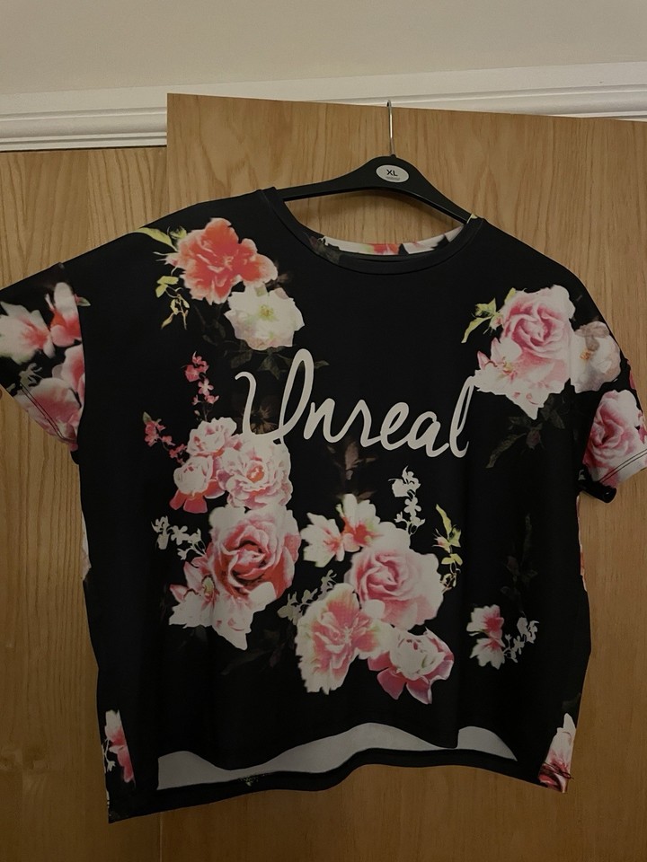 Primark Black/Floral Slogan Top | eBay UK