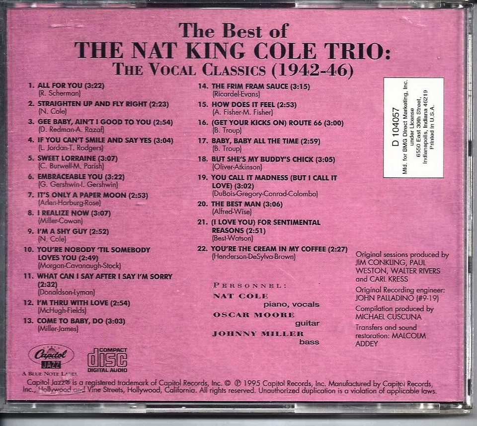 The Best of The Nat King Cole Trio - The Vocal Classics (1942-46) CD ...