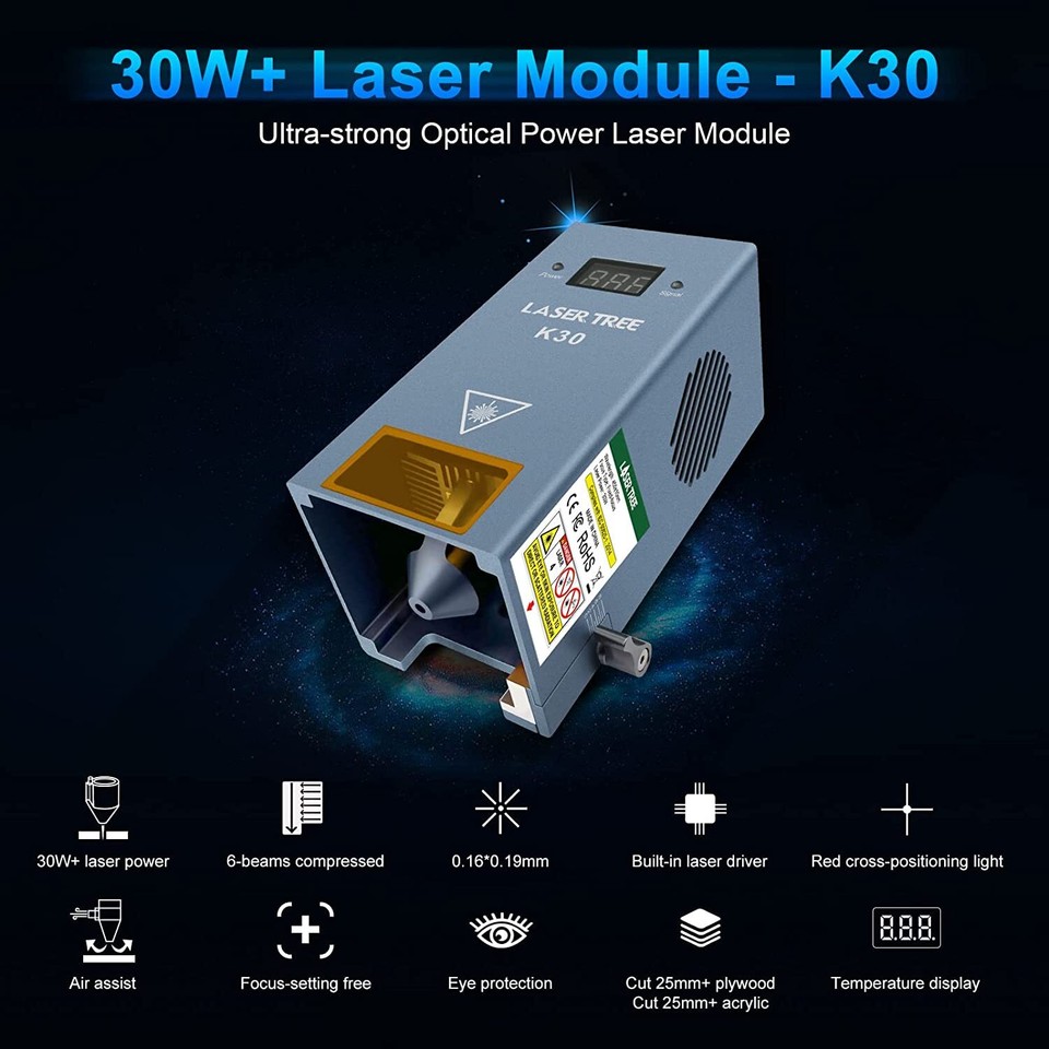 LASER TREE Optical Power 60W 40W 30W 20W Laser Module for Laser Cutting ...