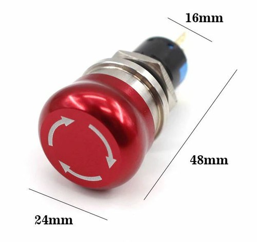 Red Metal E Stop Push button Mushroom Twist to release 1 NO NC 16mm ...