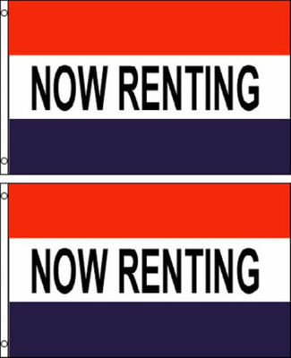 (2 pack lot) 3x5 Advertising Now Renting Marketing Flag 3'x5' Banner ...