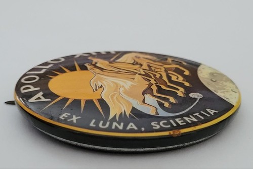 Vintage '70 RARE Original APOLLO 13 MISSION PINBACK Button NASA Copper ...