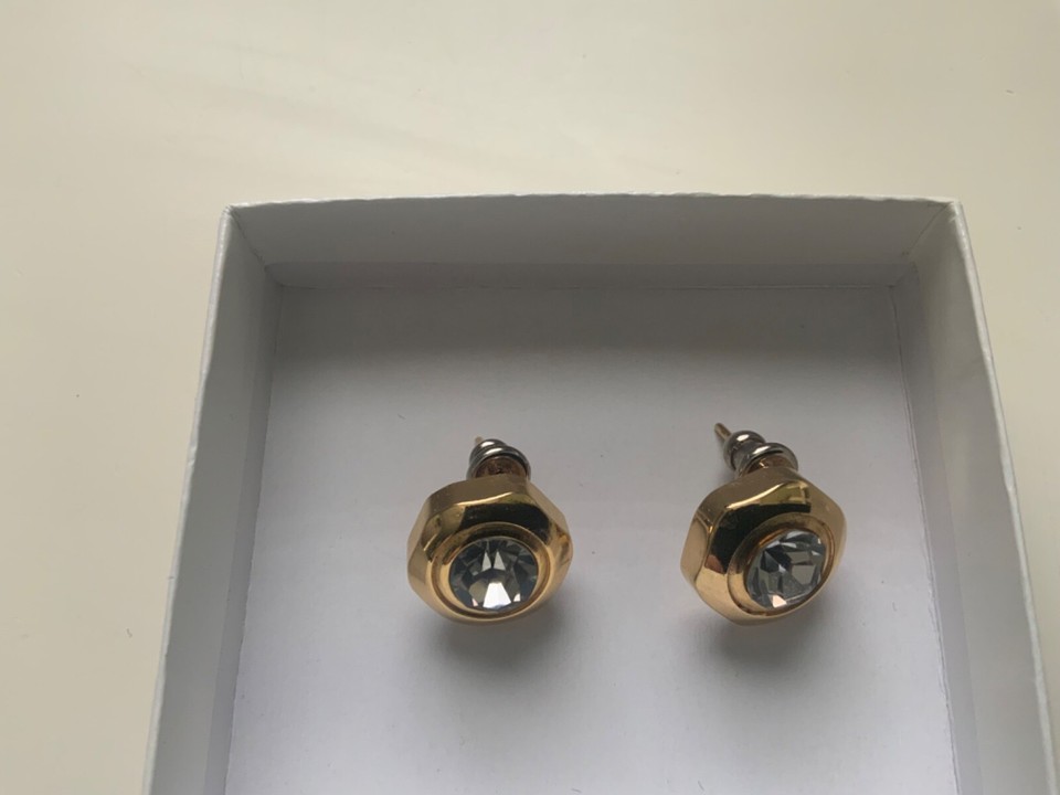 Vintage Rhinestone Gold Tone Earrings Jewelry Rare Find | eBay