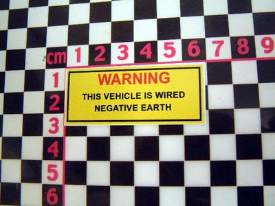 Period Negative Earth Warning Sticker - Classic Car Detail Underbonnet ...