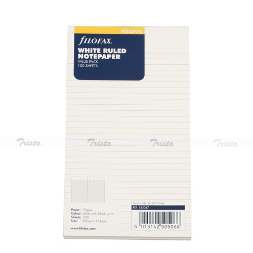 Filofax Personal White Ruled Note paper Sheets Value Pack Refill Insert ...