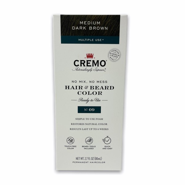 2 Cremo Hair & Beard Color Permanent Medium Dark Brown Multiple Use No ...